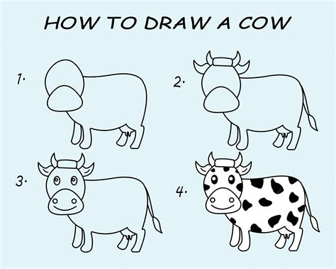 Paso A Paso Para Dibujar Una Vaca Tutorial De Dibujo De Una Vaca Lección De Dibujo Para Niños