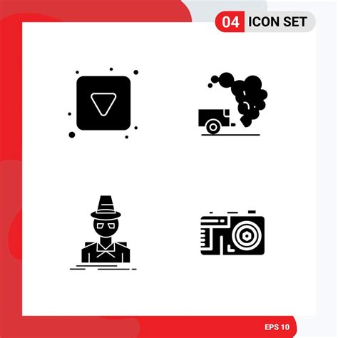 4 Creative Icons Modern Signs And Symbols Of Play Button Hacker Full Garbage Spy Editable Vector