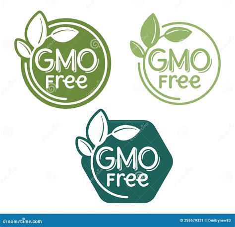 Gmo Free Eco Labels Set With Leaves Cartoon Vector Cartoondealer