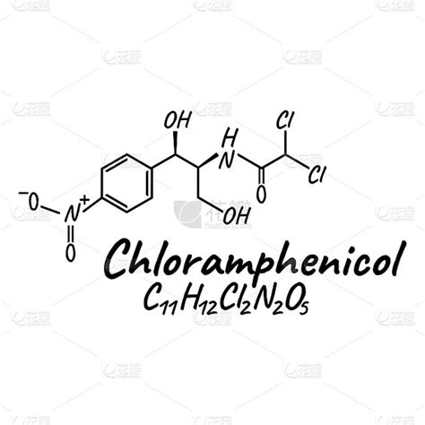 氯霉素抗生素化学配方和组成，概念结构药物，白色背景孤立，矢量插图。图片白色背景图片素材 花瓣网