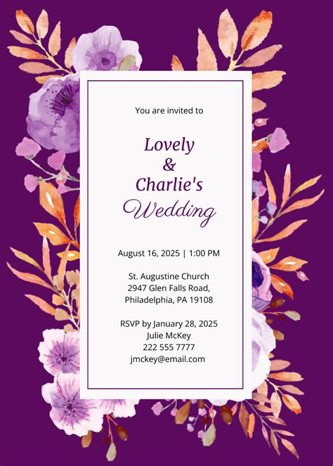 Purple Wedding Printable Templates Printable Purple Watercolor Wedding