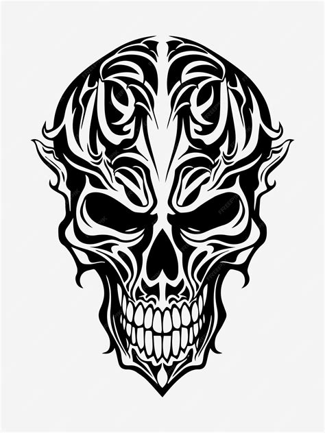 Premium Vector Skull Tribal Tattoo Design Element