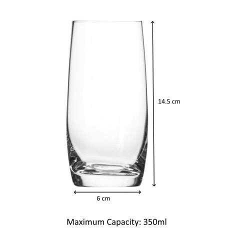 6 X Highball Glasses Hiball Tumblers Glass Long Drink Water Juice