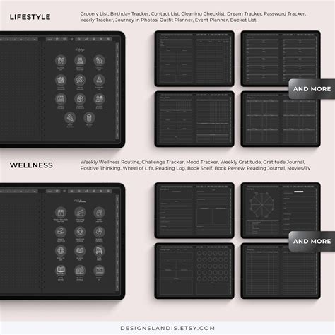 2025 Minimalist Digital Planner In Dark Mode For Goodnotes And Notability