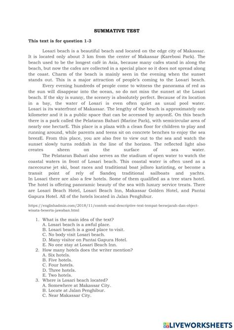 Summative Test Online Exercise Live Worksheets