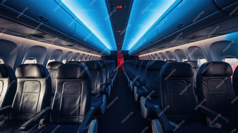 Premium Photo Spacious Commercial Airplane Cabin Interior With Modern