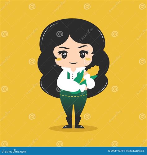 Chibi Style Girl Character With Corn Flat Style Vector Illustration Stock Vector Illustration