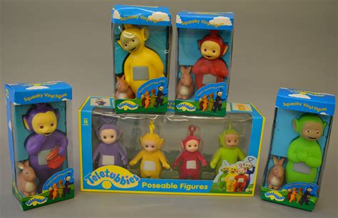 Teletubbies Four Ragdoll Squeaky Vinyl Figures Tinky Winky Dipsy La