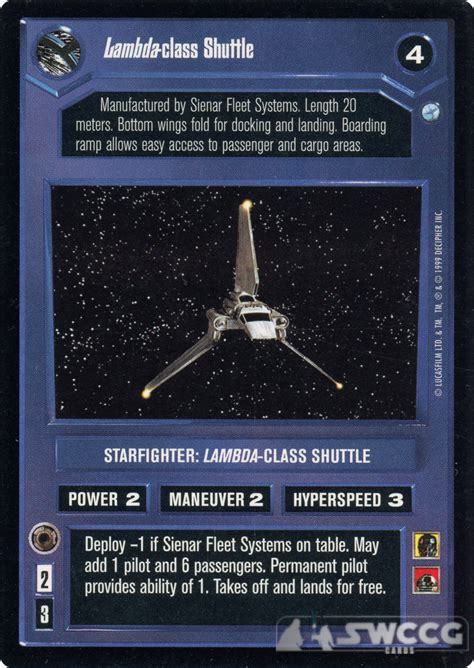 Lambda Class Shuttle Swccg Cards