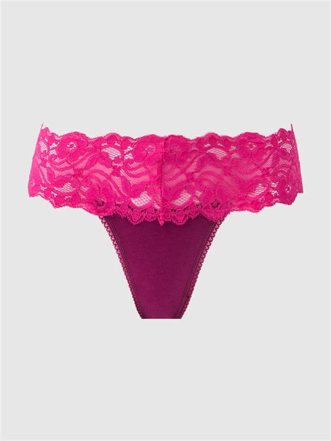 Bridget Stretch Cotton And Lace Thong Fredericks Of Hollywood Fredericks Of Hollywood