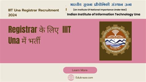 Iiit Una Registrar Recruitment 2024 Post Out Edukraze