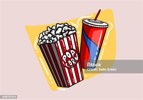 Popcorn Box Disposable Cup Cinema Concept Design Detailed Vector Illustration向量圖形及更多卡通圖片 Istock