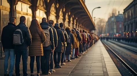 Premium Ai Image People Forming A Queue Atop A City Building