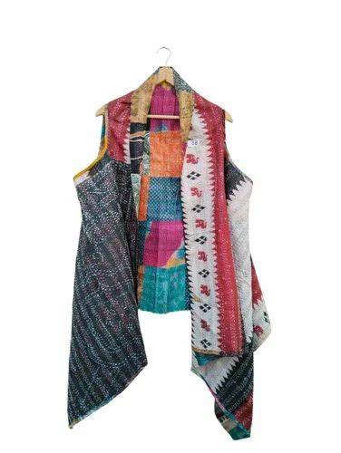 Polyester Multicolor Patchwork Kantha Silk Shrug Unisex At Rs 850