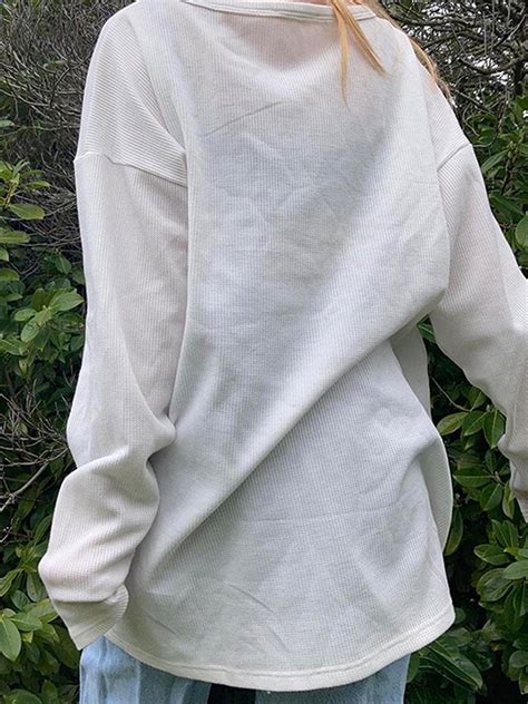 Emmiol Free Shipping 2026 Heart Print Baggy Oversized Long Sleeve Tee