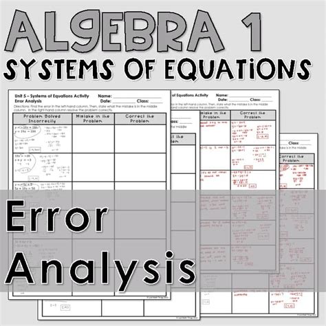 Algebra 1 Systems Of Equations Error Analysis By Justmaththings