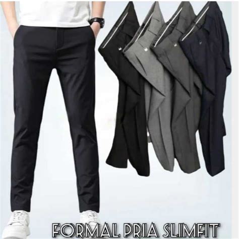 Celana Panjang Pria Formal Kerja Model Slimfit Bahan Wol Bagus Murah Lazada Indonesia