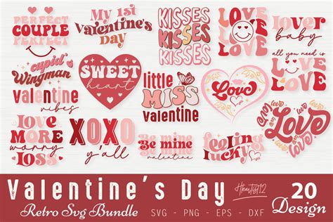 Valentines Day Retro Svg Bundle Graphic By Hkartist12 · Creative Fabrica