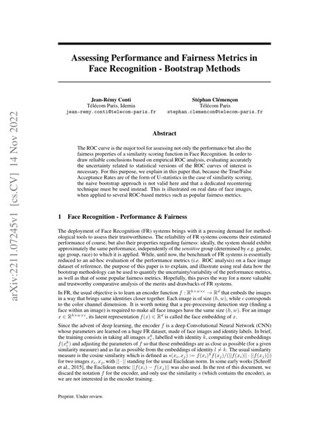 Pdf Assessing Performance And Fairness Metrics In Face Recognition