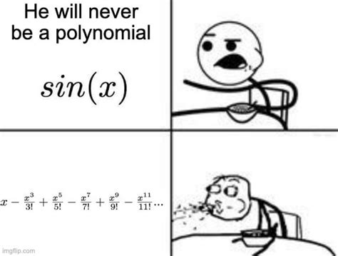 He Will Never Be A Polynomial Rmathmemes