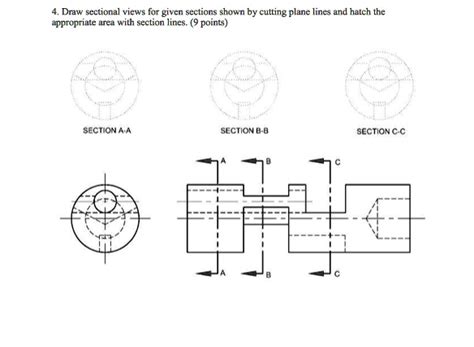 4 Draw Sectional Views For Given Sections Shown By Cutting Plane Lines