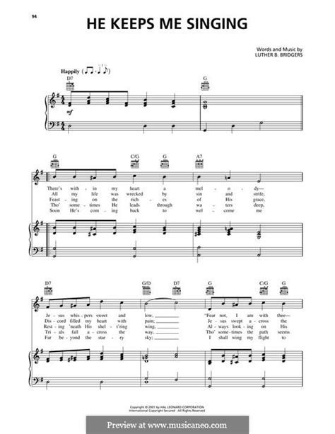 He Keeps Me Singing By Lb Bridgers Sheet Music On Musicaneo