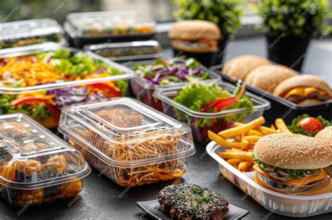 Premium Photo Different Types Of Fast Food In Microwavable Plastic