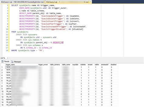 Sql Serverda Triggerları Tablo Adlarıyla Listelemek Sql Server Eğitimleri