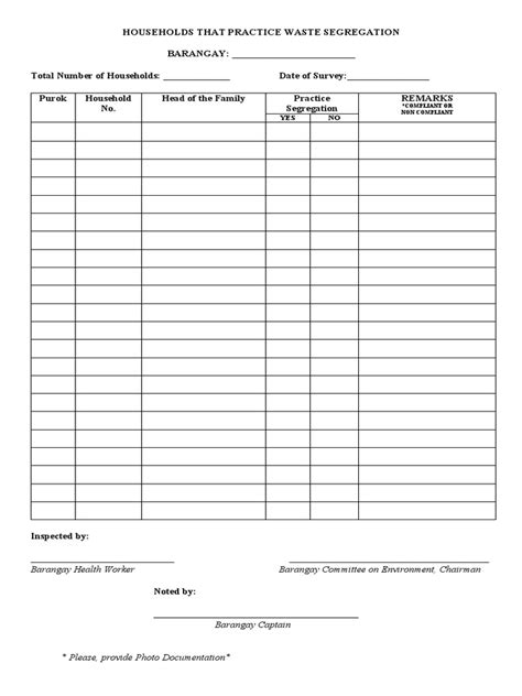Household That Practice Segregation Inspection Form 1 Pdf