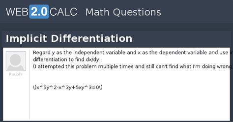 View Question Implicit Differentiation