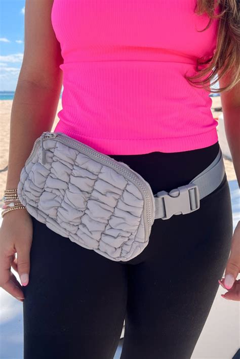 Us 85 Drop Shipping Gray Quilted Puffer Belt Bag Fanny Pack For Women