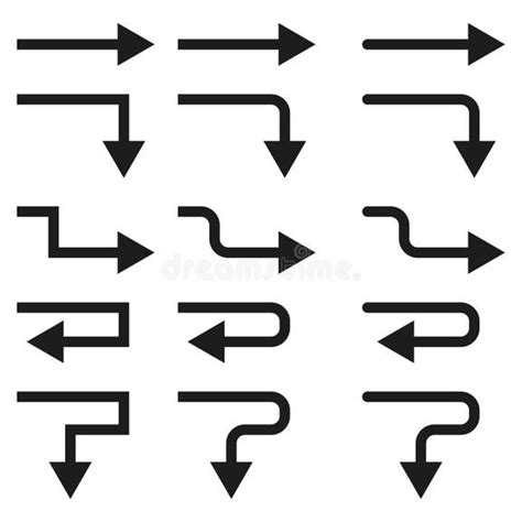 Angular Arrow Icons Vector Direction Shapes Black Pointer Turns