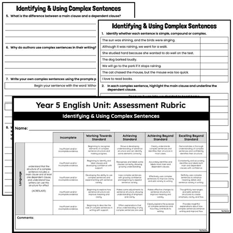 Identifying And Using Complex Sentences Assessment Top Teacher