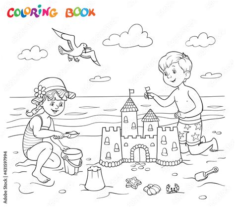 Beach Coloring Page Preschool Sandcastle