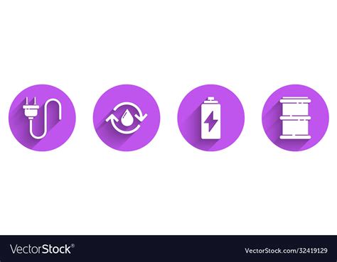 Set Electric Plug Recycle Clean Aqua Battery Vector Image