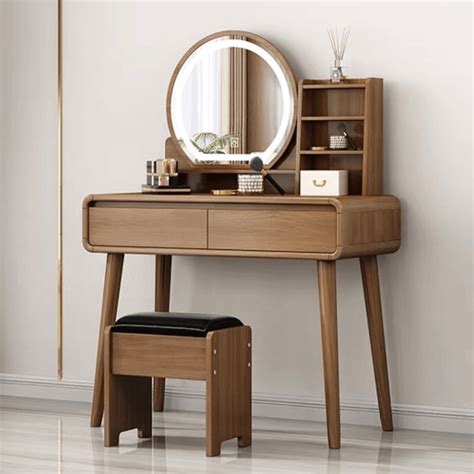 Nordic Solid Wood Dressing Table Model A Walnut Small Without Side Cabinet Artofit
