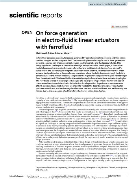 Pdf On Force Generation In Electro Fluidic Linear Actuators With