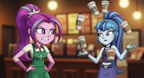 Aria Blaze And Sonta Dusk Starbucks Ai Gen By Joshuaecw21985 On