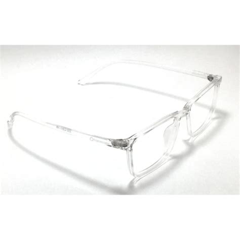 Framesvista White Crystal Rectangle Eyeglasses For Men Best Sports