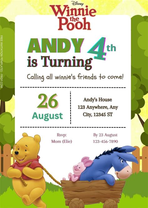Free Winnie The Pooh Birthday Invitation Templates