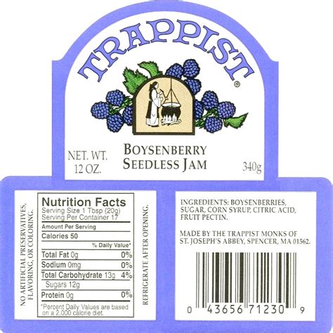 Boysenberry Seedless Trappist Jam 12 Pack Monastery Greetings
