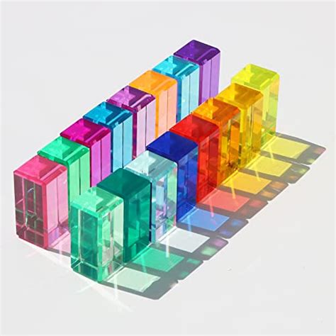 Rainbow Crystal Acrylic Strip Blocks Rectangle Stacking Gem Blocks For