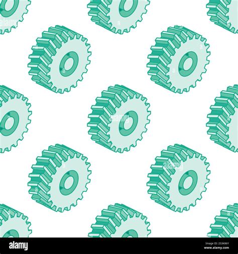 Seamless Pattern With Isometric Tractor Wheels Vector Illustration