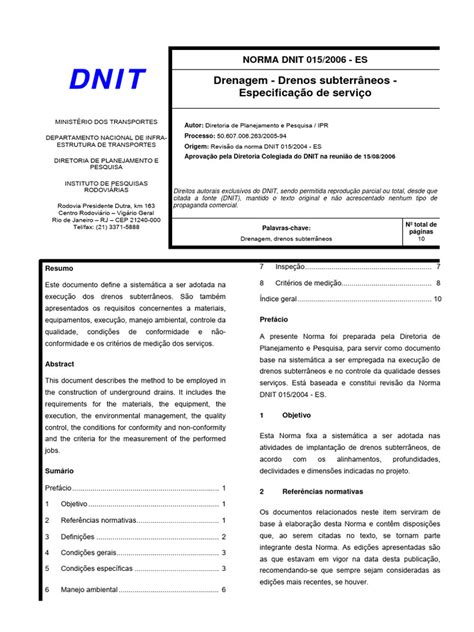 Norma Dnit 015 2006 Es Dnit Drenagem Dre Pdf Concreto Polietileno