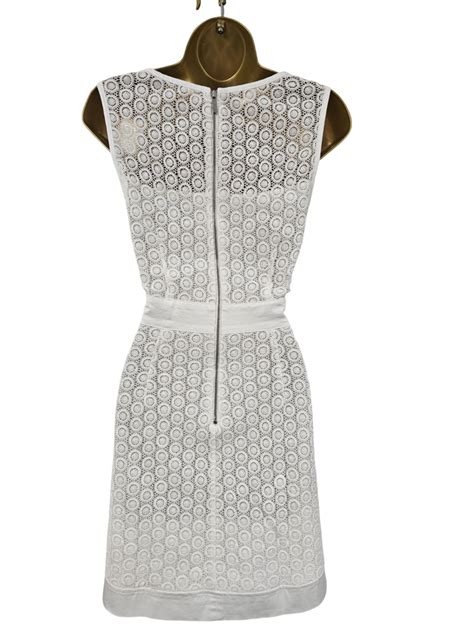 12 Uk Karen Millen Vintage White Cotton Floral Lace Shift Dress Summer