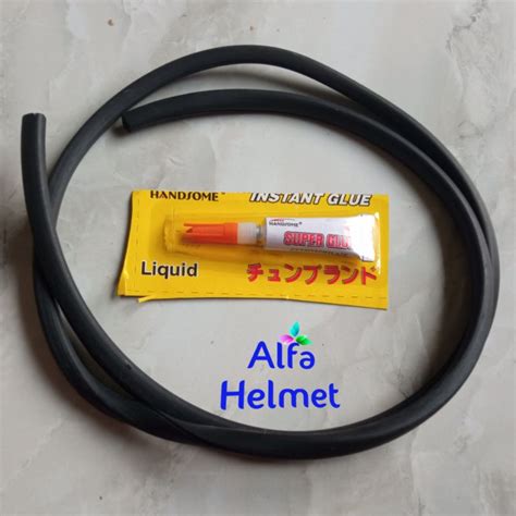 Jual Paket Hemat Lengkap List Karet Helm Hitam Lebar 1cm Lem List