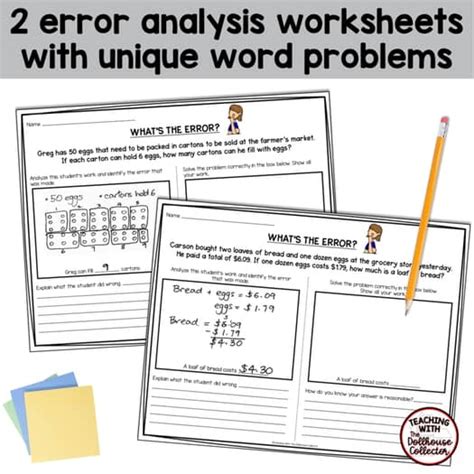 Math Error Analysis With Word Problems Worksheets Find The Error Practice