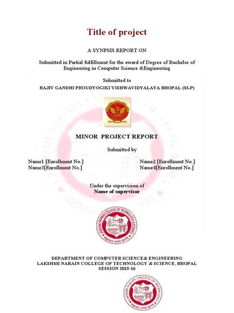 Synopsis Project Format 1 Pdf Science Vocational Education