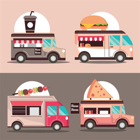 Cartoon Food Truck Vector Art Icons And Graphics For Free Download