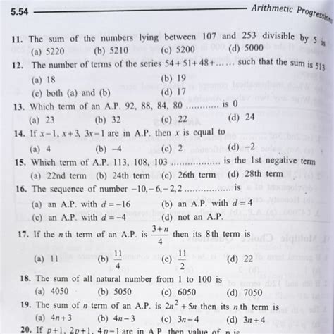 Arithmetic Progression Msq Mathematics Assignment Teachmint